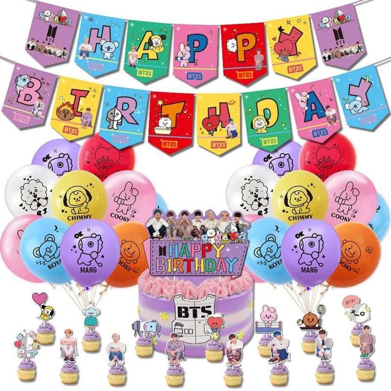Set 20 Globos Látex BTS BT21 K-POP Fiesta y Decoración | $ 189,99 ...
