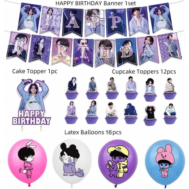 Set 16 Globos Látex K-POP BTS Jung Kook Letrero Fiesta y Decoración ...